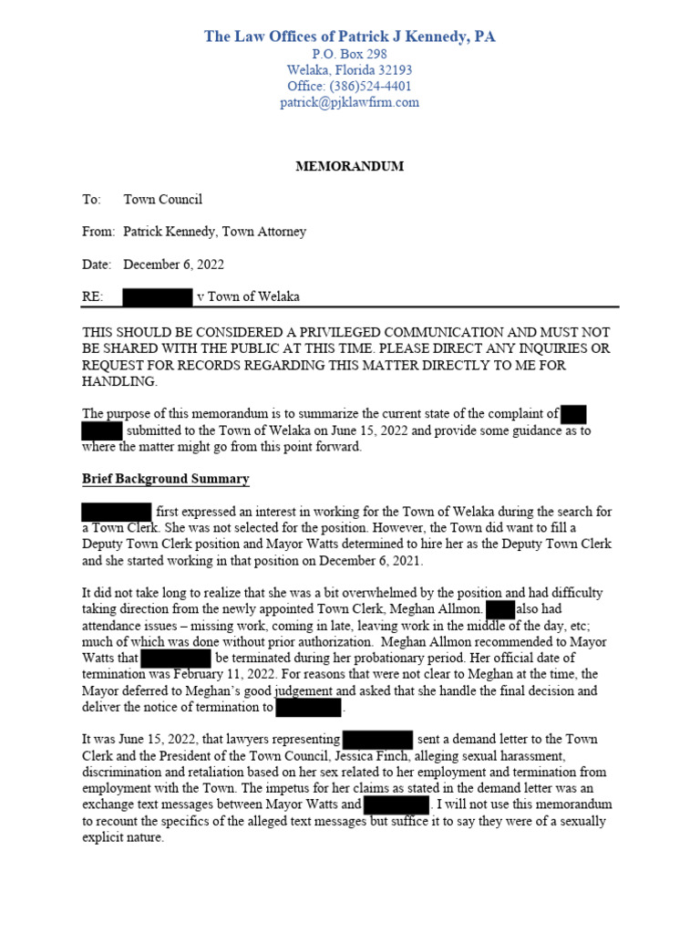 Memo Re Status of Deputy Clerk Claims - Redacted | PDF | Memorandum ...