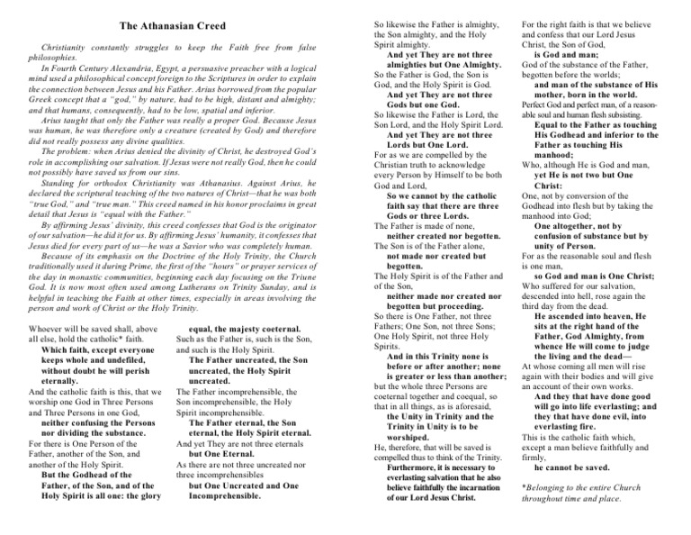 Athenasian Creed | PDF | God The Father | Trinity