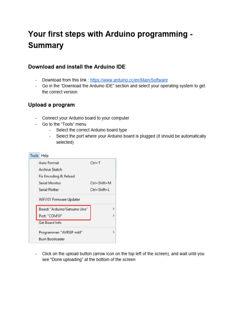 013 Your-first-steps-with-Arduino-programming-Summary | PDF
