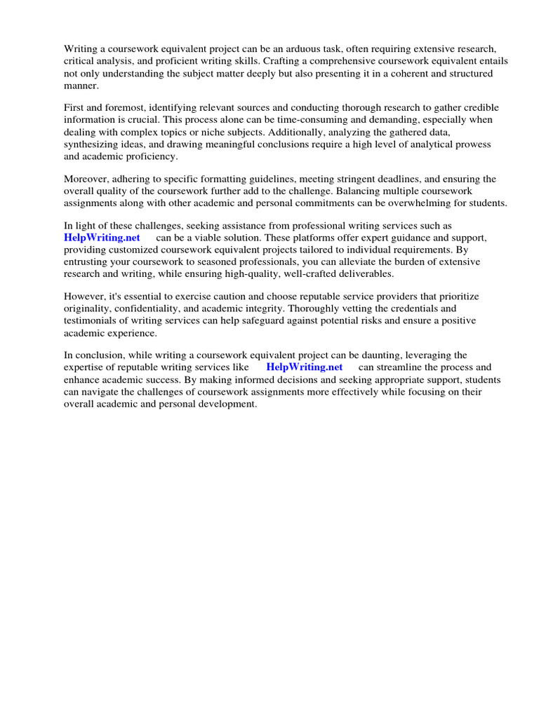 Coursework Equivalent Pdf