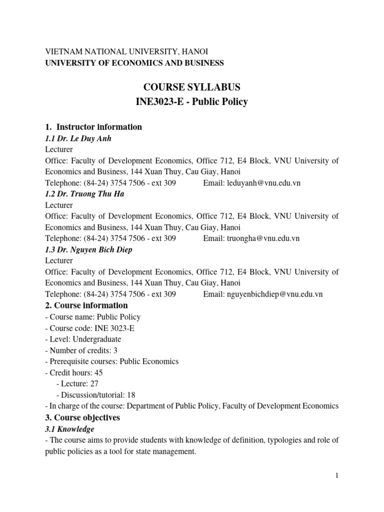 Đề cương CSC INE3203 E - fn | PDF | Lecture | Policy