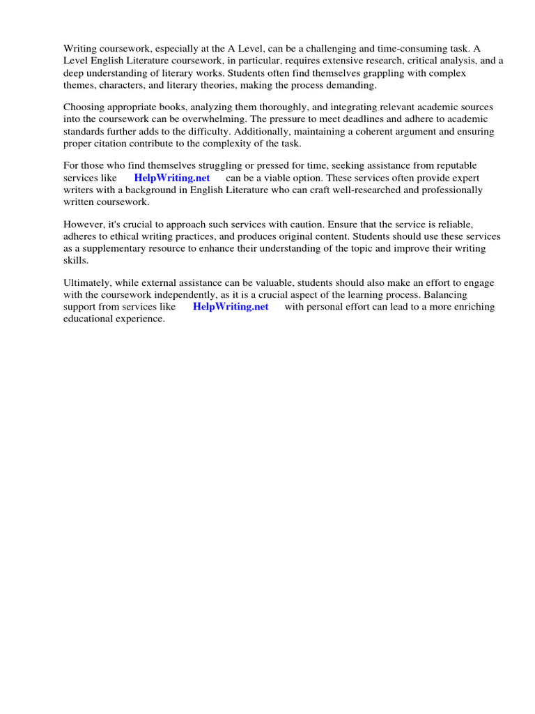 A Level English Literature Coursework Books | PDF | Facebook | Linked In