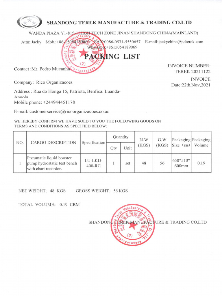 Customs Clearance Packing List | PDF