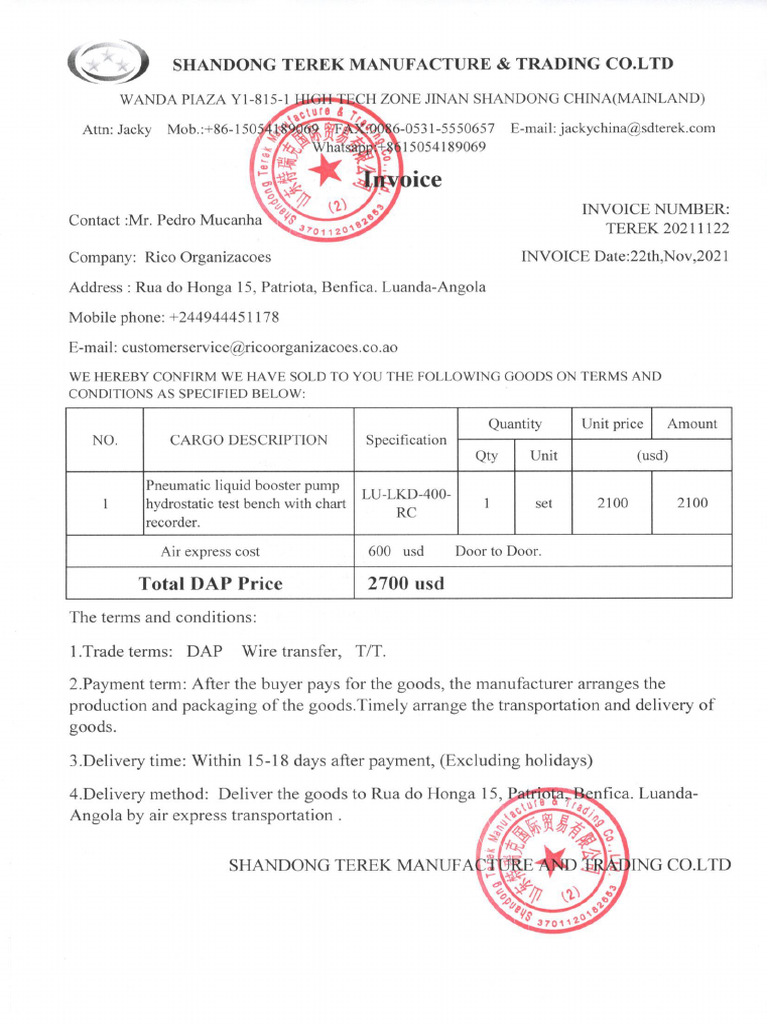 Customs Clearance Invoice | PDF