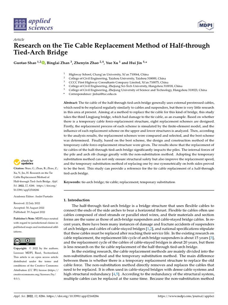 Tie Cable ReplacementMethod of Half-Through Arch Bridge | PDF | Deep ...