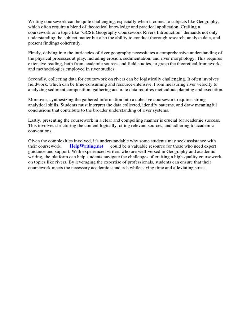 Gcse Geography Coursework Rivers Introduction | Download Free PDF ...