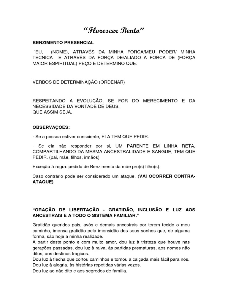 Benzimento - O Resgate Do Benzimento Parte 1 | PDF | Amor | Oração