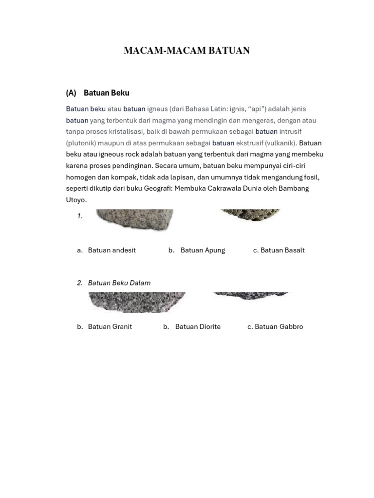 Macam-Macam Batuan | PDF | Sains & Matematika