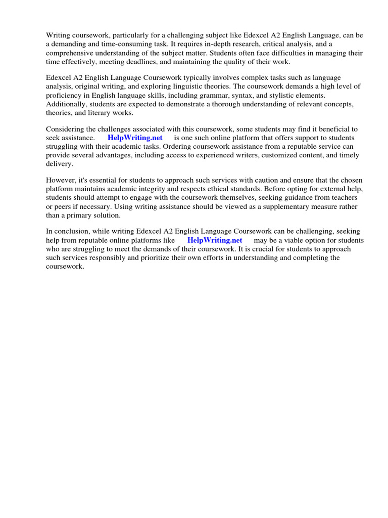 Edexcel A2 English Language Coursework | PDF | Gce Advanced Level ...