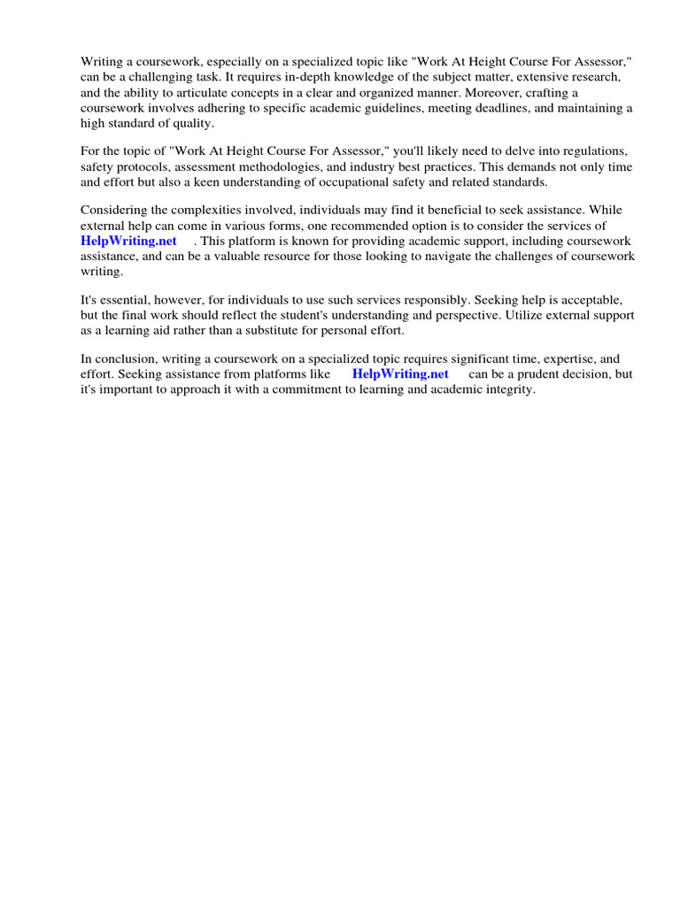 Work at Height Course For Assessor | PDF | Occupational Safety And ...