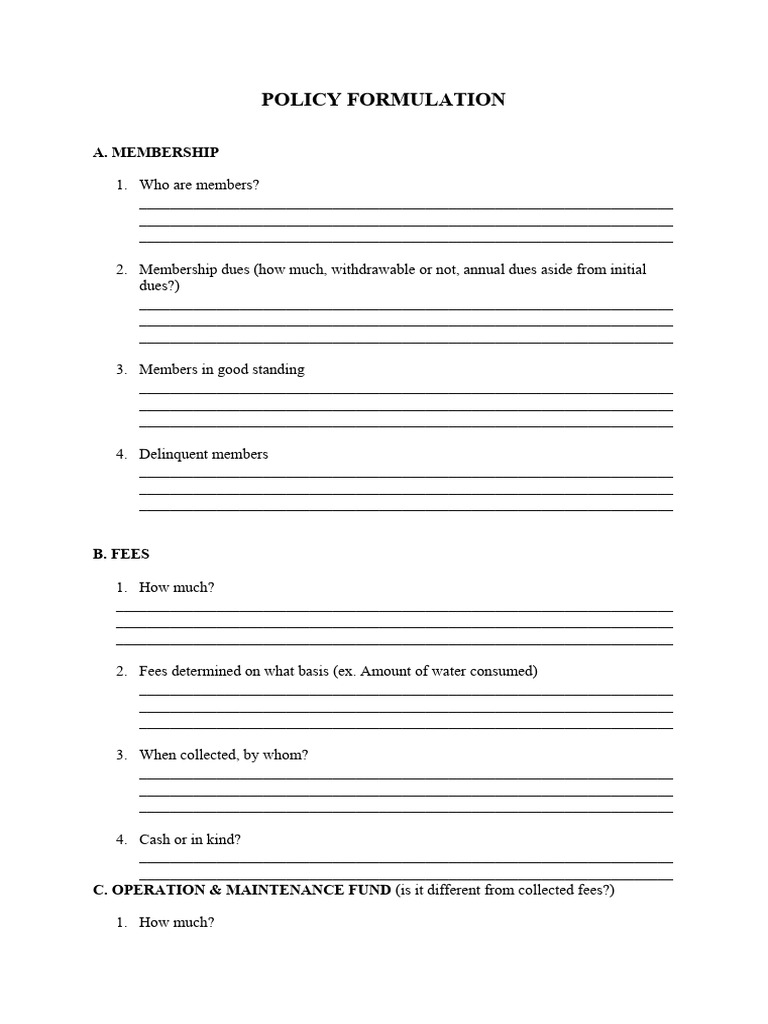 Policy Formulation and CBL Form | PDF | Constitution | By Law