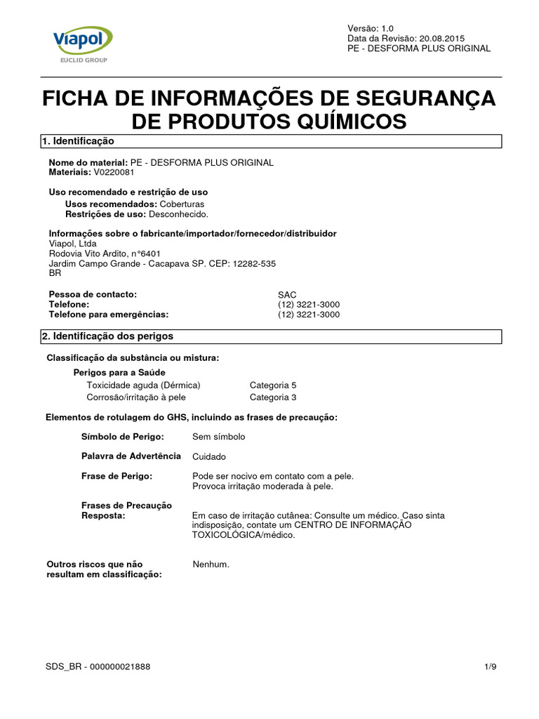 Fispq Desforma Plus Original | PDF | Vapor | Solubilidade