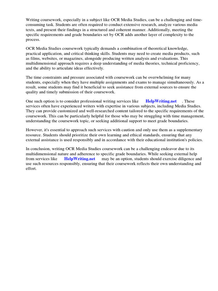 Ocr Media Studies Coursework Grade Boundaries | PDF | Educational Assessment And Evaluation ...