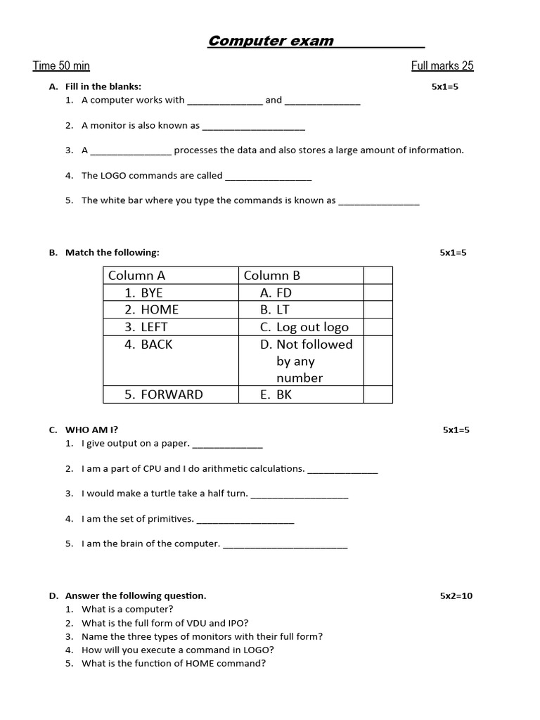 Aryan Computer Exam | PDF