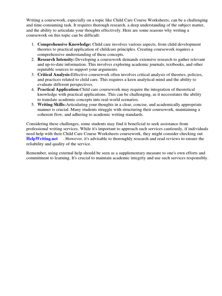 Child Care Coursework Challenges | PDF | Child Care | Critical Thinking