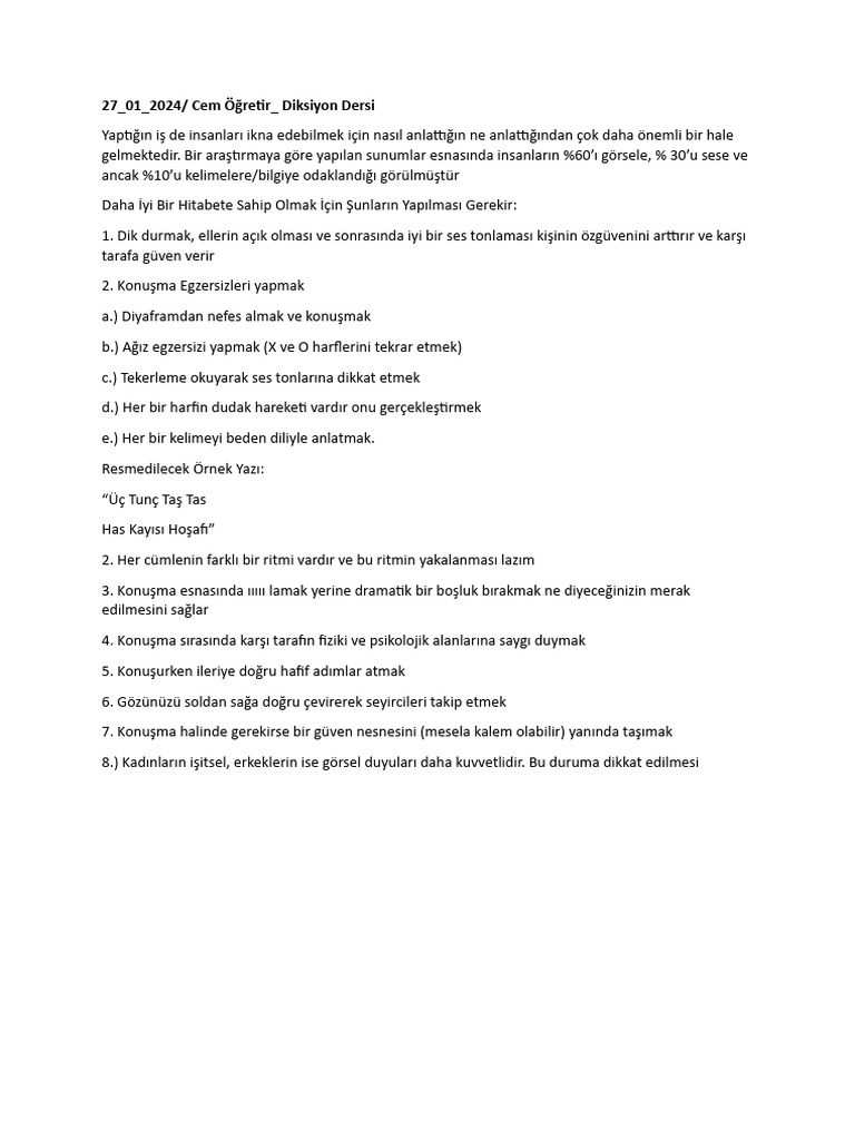 Cem Öğretir Diksiyon Dersi | PDF