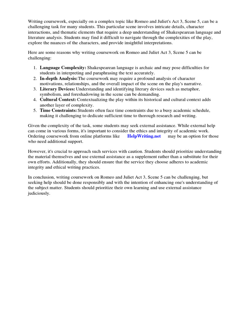 Romeo & Juliet Act 3 Scene 5 Analysis | PDF | Characters In Romeo And ...