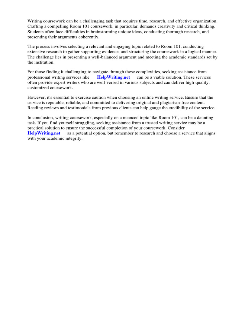 Room 101 Coursework Ideas | PDF