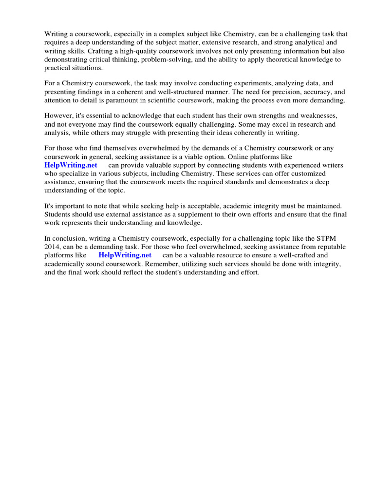 Chemistry Coursework STPM 2014 | Download Free PDF | Soil | Physical ...