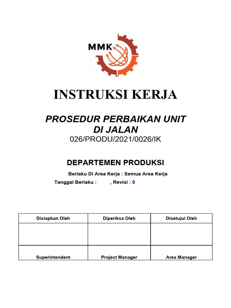 026 - PRODU - 2021 - 0026 - IK - Prosedur Perbaikan Unit Di Jalan | PDF