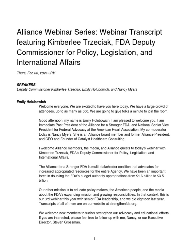 FDA Policy Insights Webinar | PDF | Food And Drug Administration ...