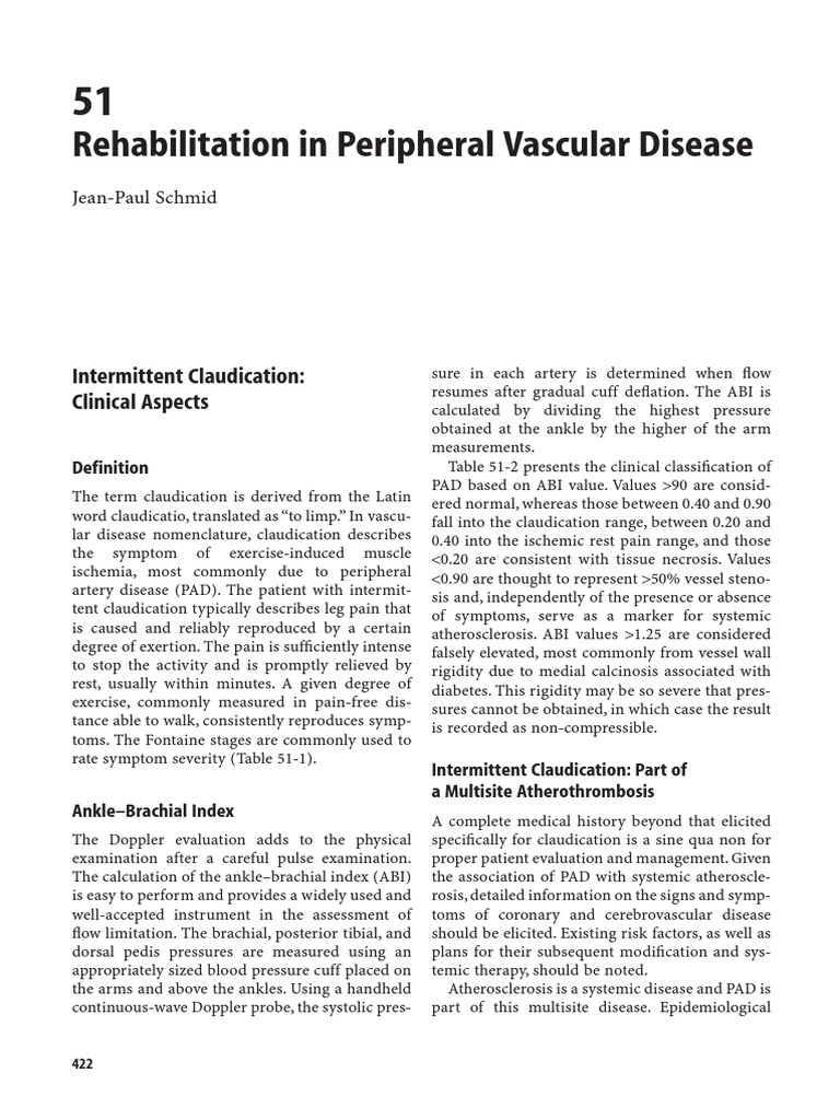 Rehabilitation in Peripheral Vascular Disease: Intermittent ...