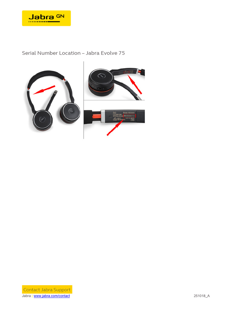 Jabra Evolve 75 Serial Number Guide | PDF | Technology & Engineering