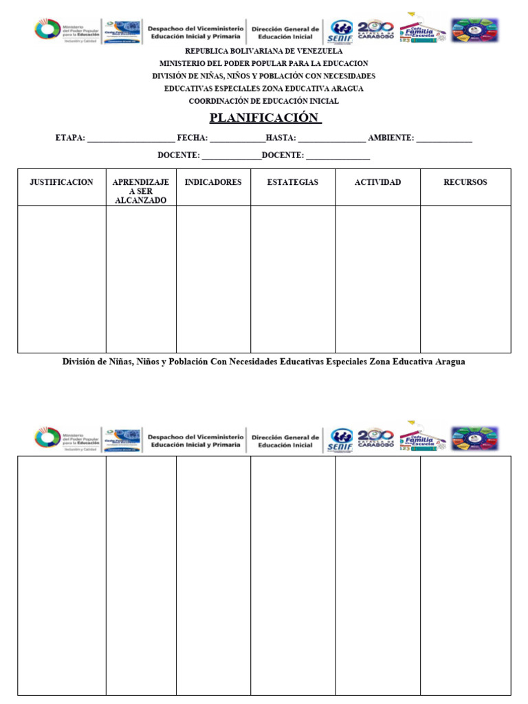 Formato de Planificacion | PDF | Educación de la primera infancia | Maestros