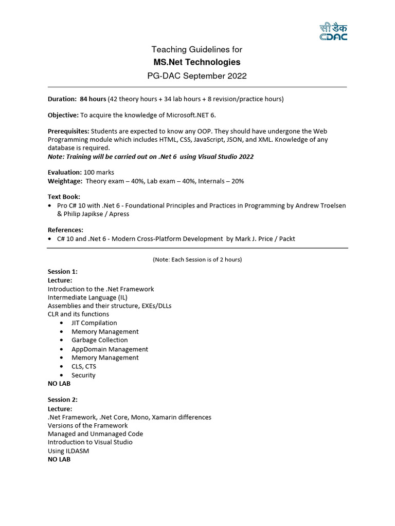 Cdac Syllabus Tg Ms Pdf Method Computer Programming Class Computer Programming