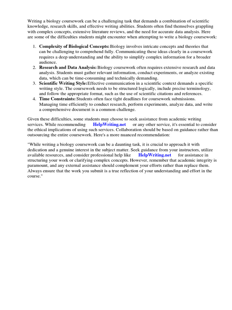 How To Do Biology Coursework | PDF | Biology | Genetics