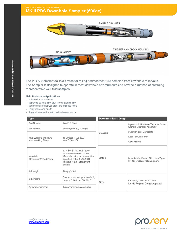 Proserv Downhole Sampling Equipment Catalog 1 | PDF | Gases | Materials