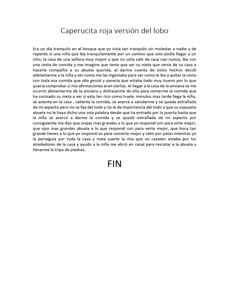 Caperucita Roja Versión Del Lobo - Sergio Benedicto | PDF