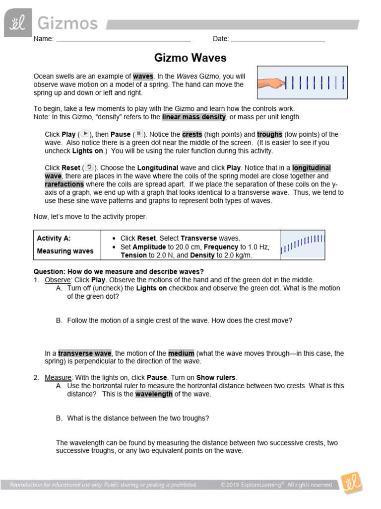 Gizmo Waves | PDF | Waves | Frequency