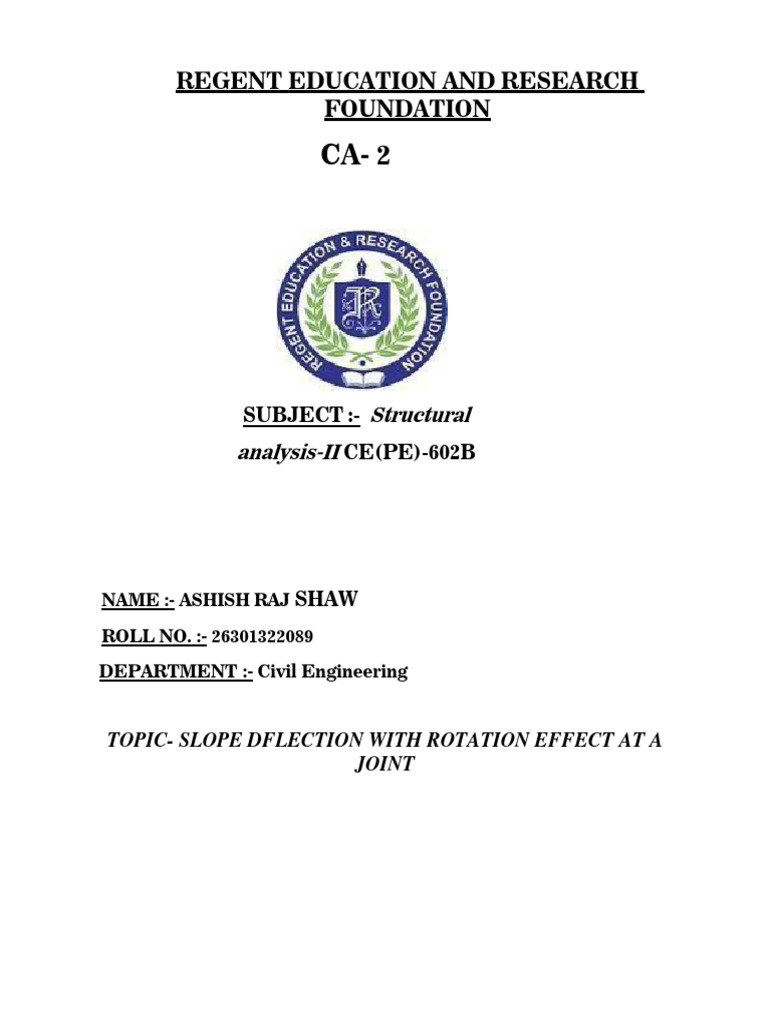 Slope Deflection Methord - 26301322089-ASHISH RAJ SHAW | PDF | Science & Mathematics