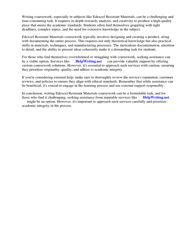 Edexcel Resistant Materials Coursework Examples | PDF | Fiberglass ...