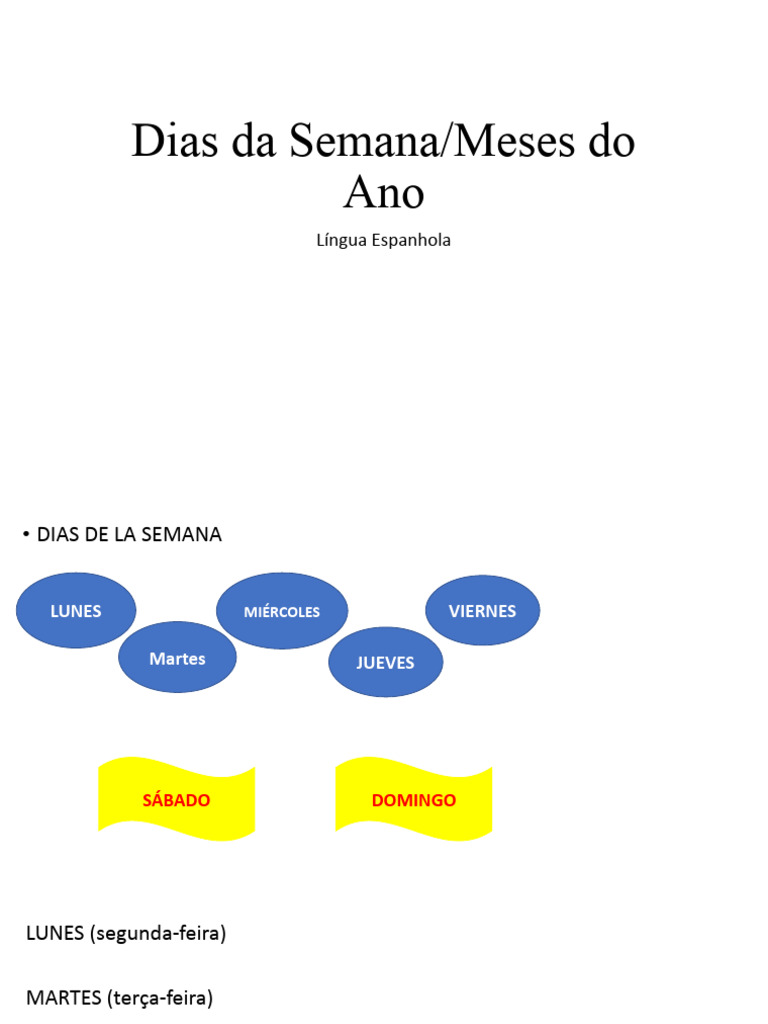 Días y Meses en Español: Guía Completa | PDF | Estudios de idiomas ...