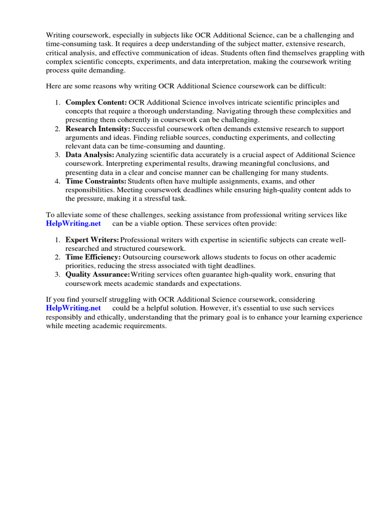 Challenges in OCR Additional Science Coursework | PDF | Science | Google Play