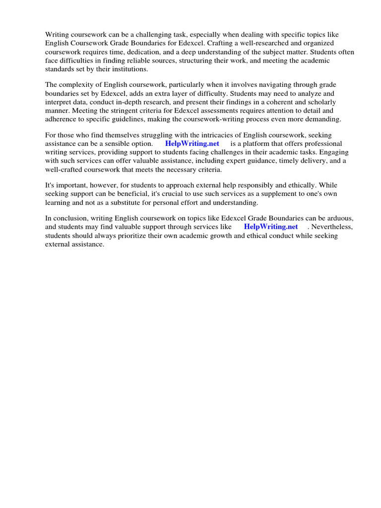 English Coursework Grade Boundaries Edexcel | PDF | Educational Assessment And Evaluation | Schools