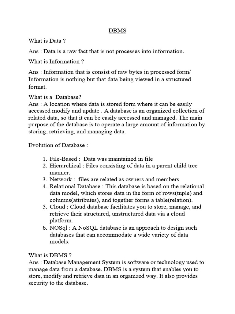 DBMS | PDF | Relational Database | Databases DBMS | PDF | Relational Database | Databases