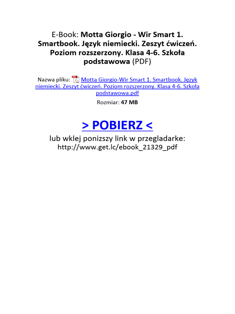 Motta Giorgio - Wir Smart 1. Smartbook. Język Niemiecki. Zeszyt Ćwiczeń. Poziom Rozszerzony ...