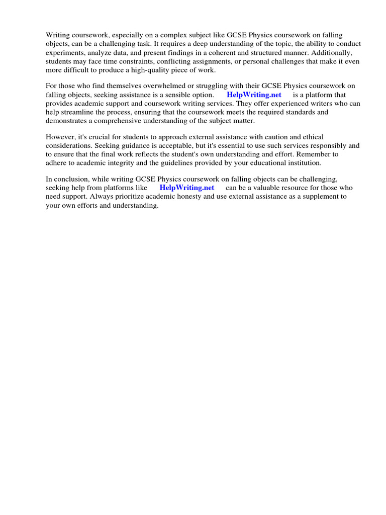 Gcse Physics Coursework Falling Objects | PDF | Force | Velocity
