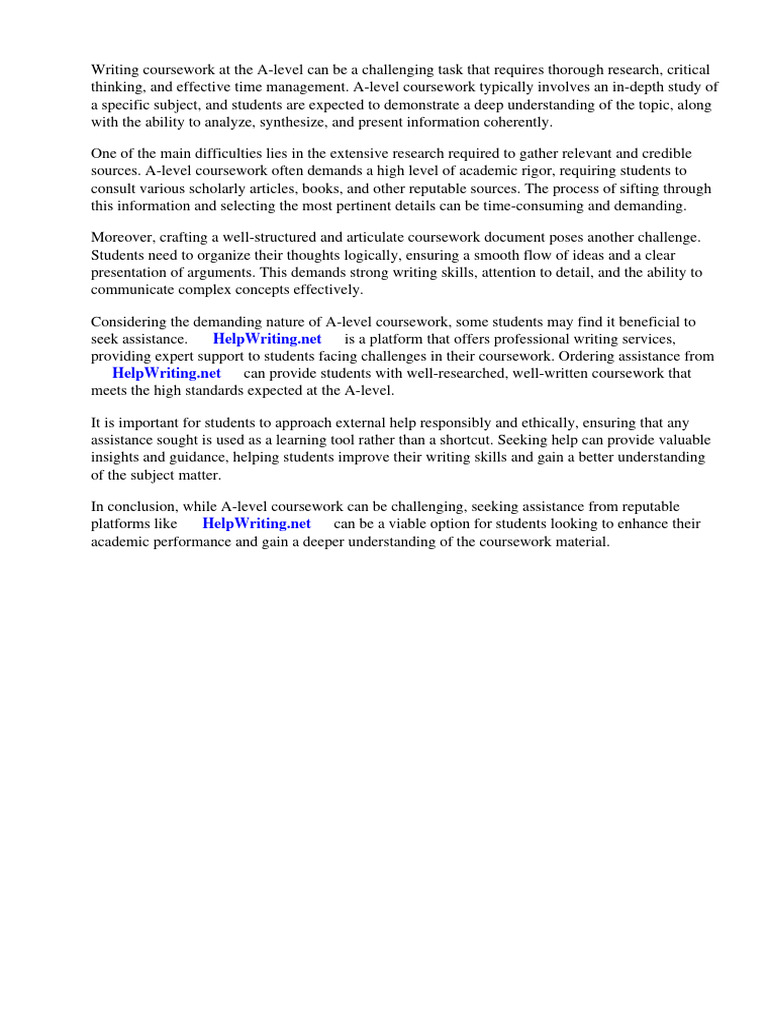 Coursework at A Level | PDF | Essays | Thought
