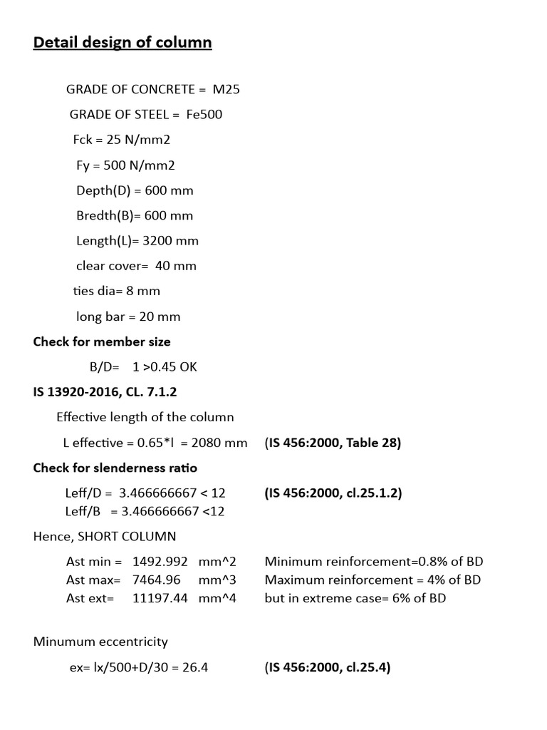 Detail Design of Column | PDF | Physical Sciences | Civil Engineering