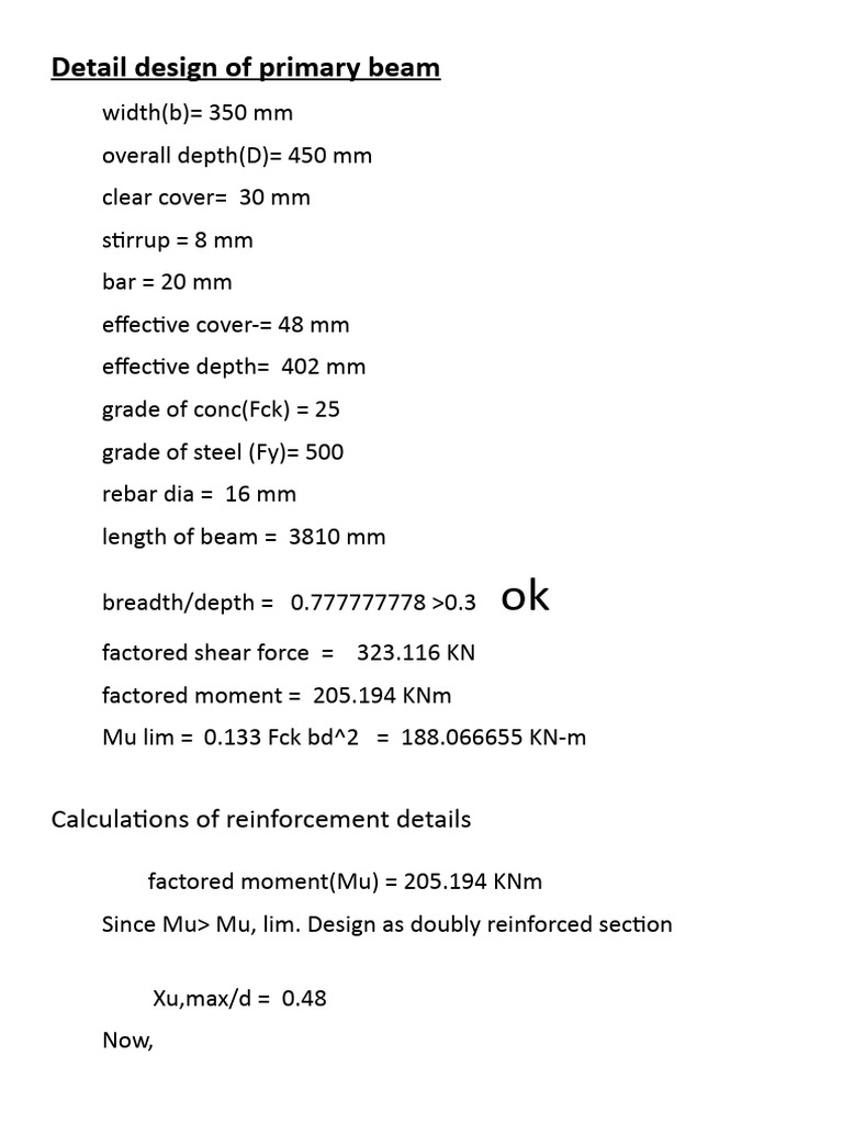 Detail Design of Primary Beam | PDF | Physical Sciences | Continuum Mechanics
