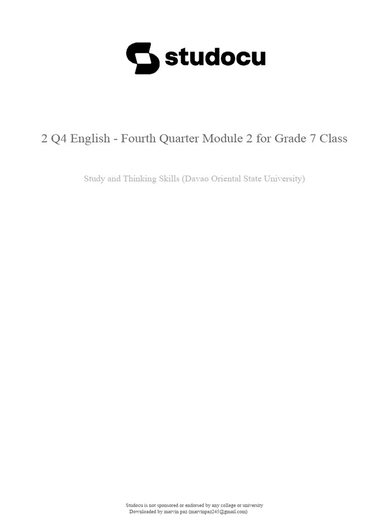 Grade 7 English Q4 Module 2: Communication | PDF | Communication ...