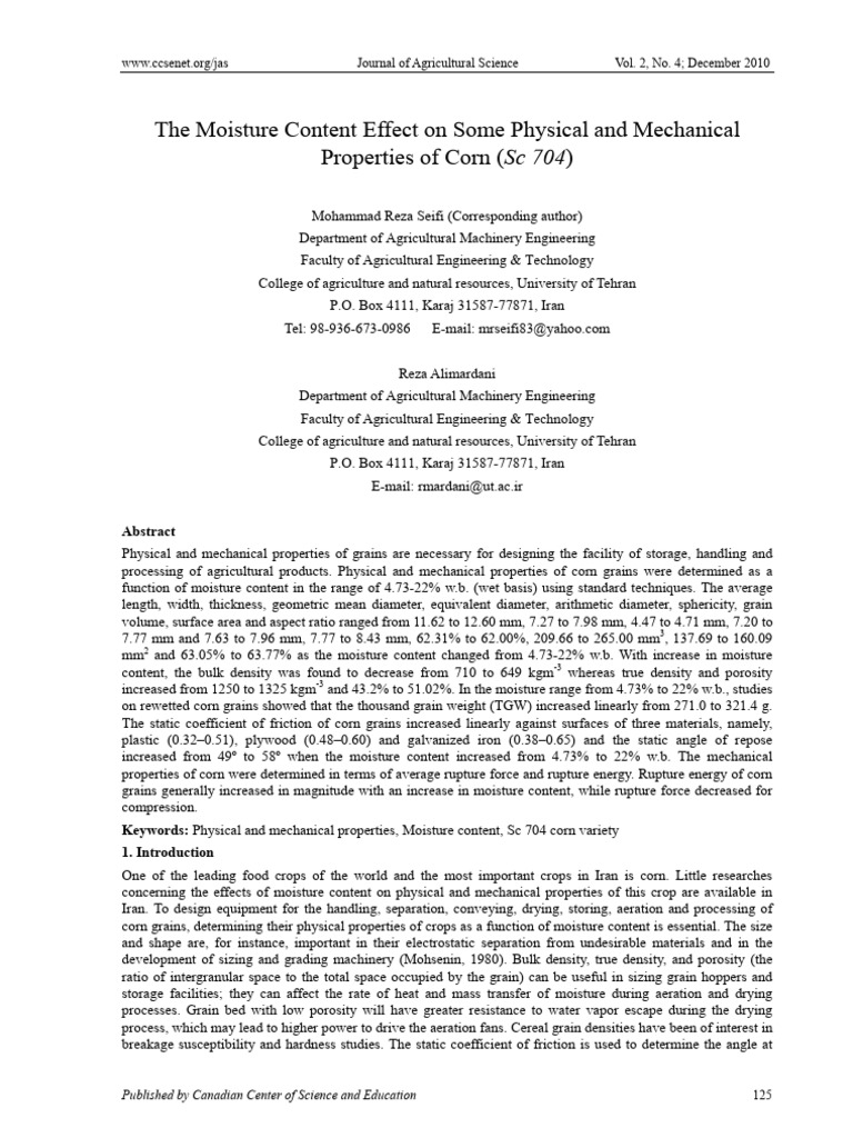The Moisture Content Effect On Some Physical and M | PDF | Fracture ...
