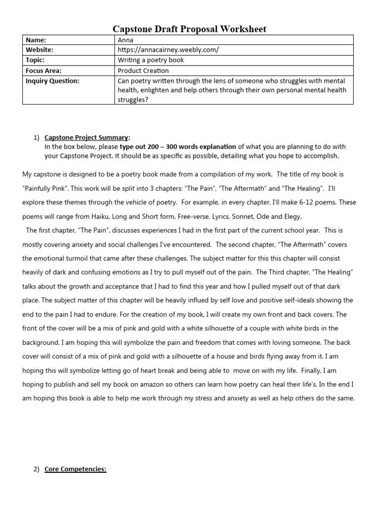 CLC 12 - Capstone Draft Proposasl | PDF | Thought | Mental Health