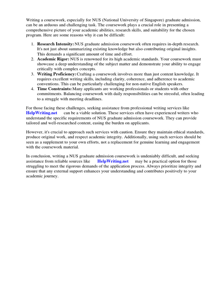 Nus Graduate Admission Coursework | PDF | University And College ...