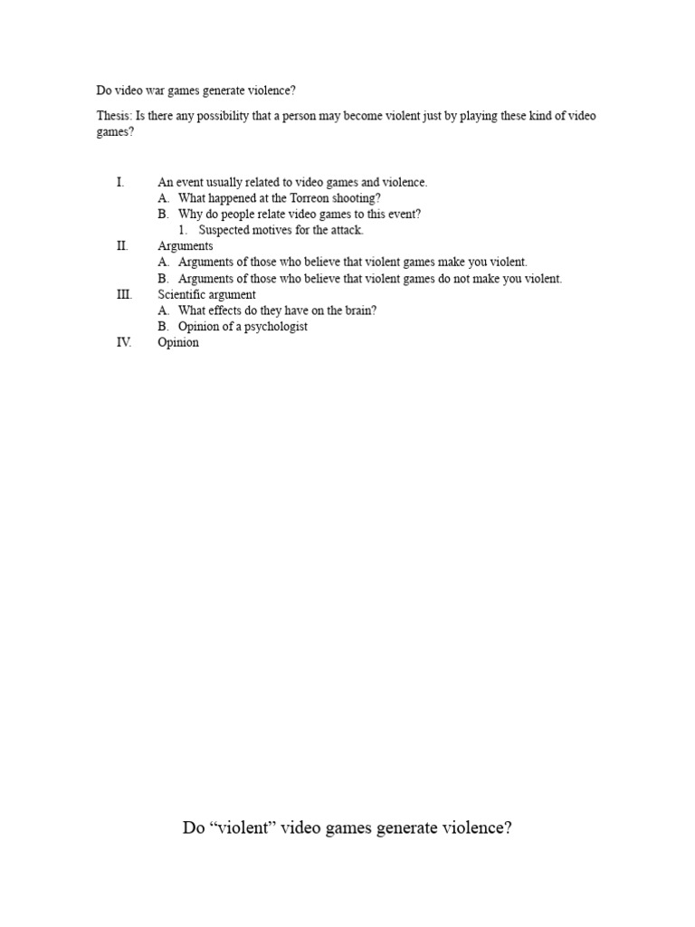 Do Video Games Generate Violence | PDF | Violence | Social Psychology