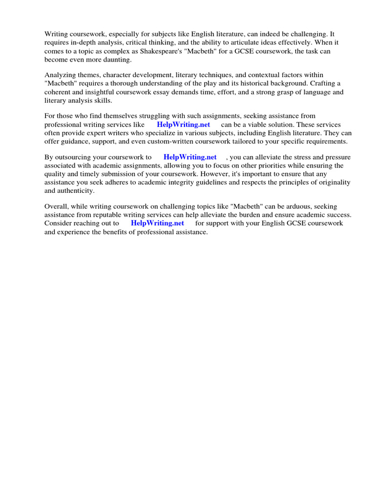 Macbeth English Gcse Coursework | PDF | Macbeth